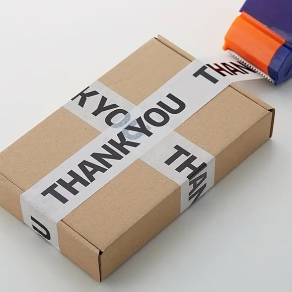 Office | 1 Roll Cute Packing Tape White With Black Lettering | Poshmark